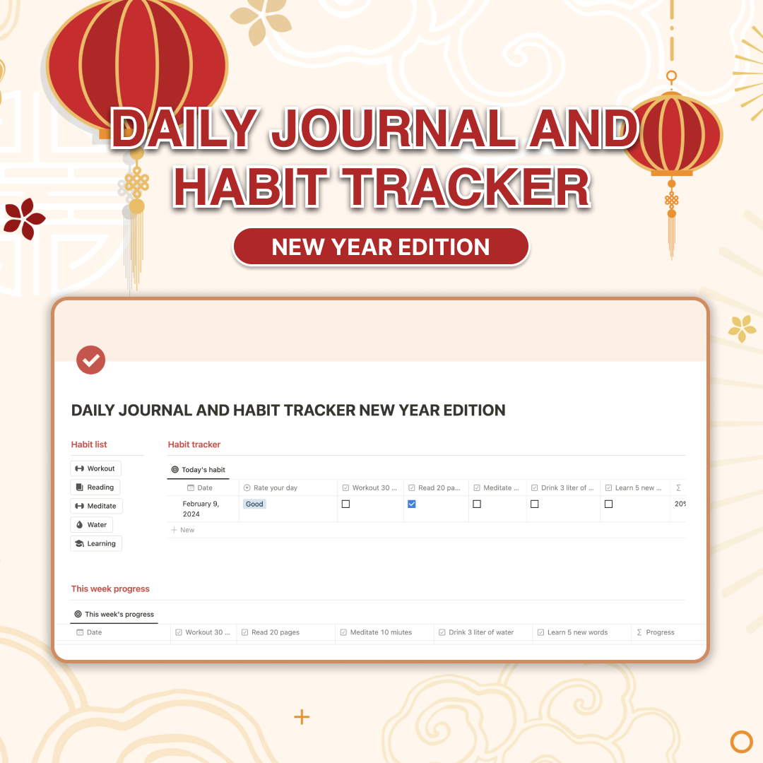 DAILY JOURNAL AND HABIT TRACKER - NEW YEAR EDITION